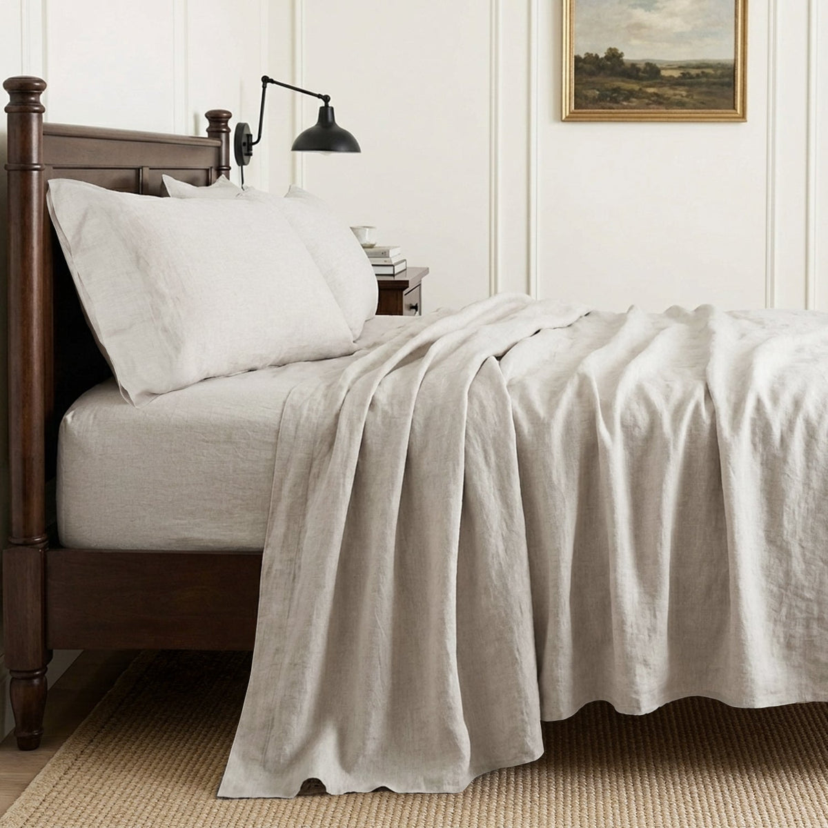 Natural Undyed Linen 100% Organic Linen Sheets Set-Victory Symbol